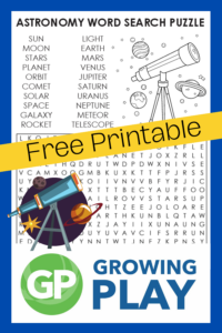 Astronomy Word Search Puzzle - Growing Play