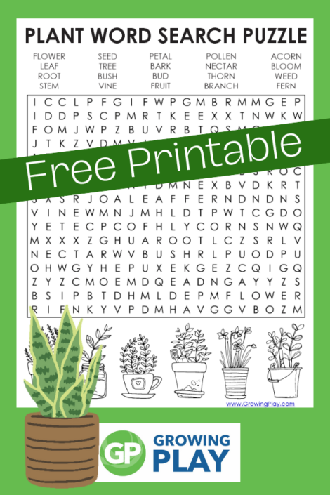 Plant Word Search Puzzle - Growing Play