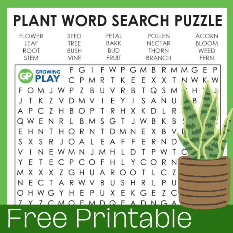 Word Search Puzzles Printable - Growing Play