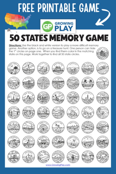 United States Memory Game Printable - Free - Growing Play