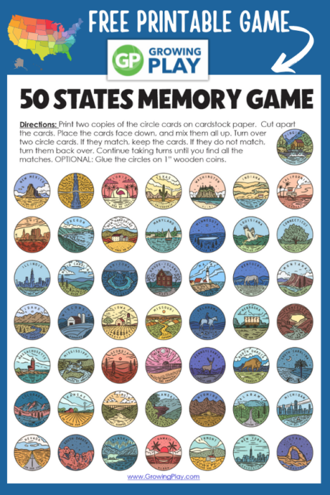 United States Memory Game Printable - Free - Growing Play