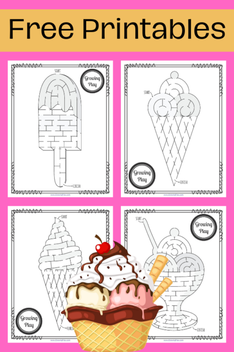 Ice Cream Mazes Printable Free PDF - Growing Play