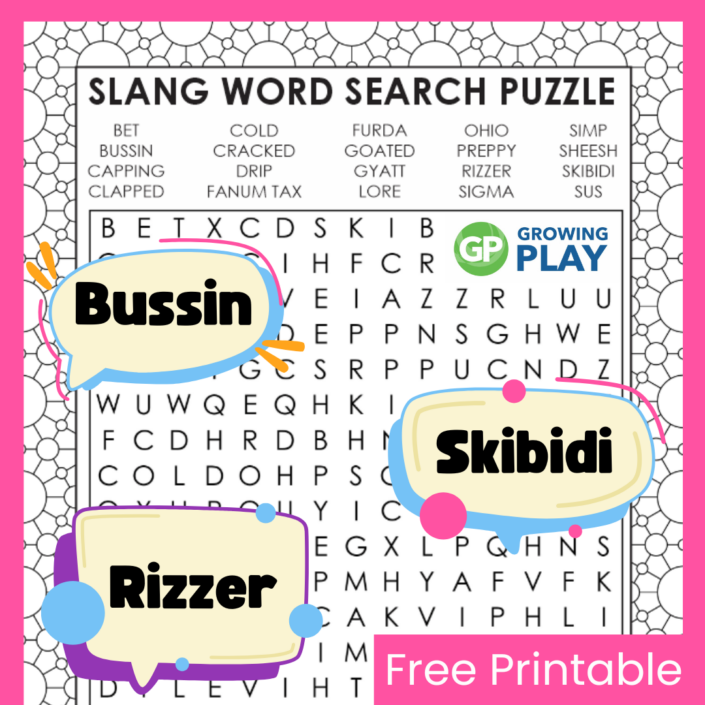 Middle School Word Search - Bussin' Edition 2024 - Growing Play