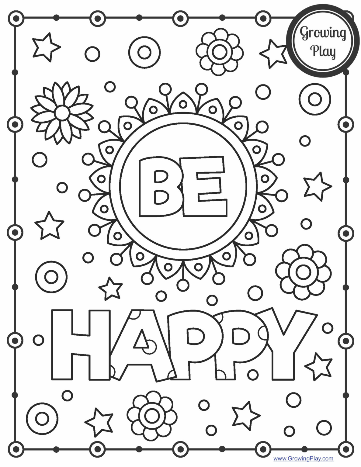 Happy Coloring Pages Free Printable PDF - Growing Play