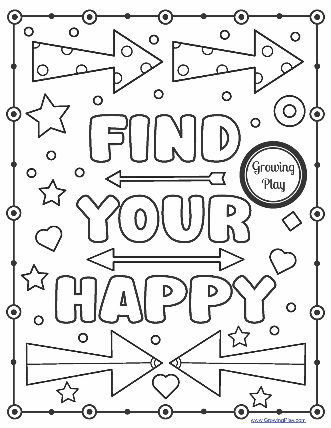 Happy Coloring Pages Free Printable PDF - Growing Play