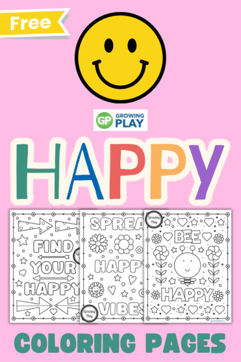Happy Coloring Pages Free Printable PDF - Growing Play