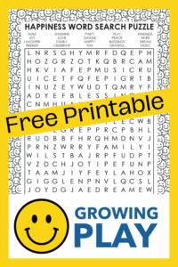 Happy Word Search Printable Free PDF - Growing Play