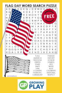 Flag Day Word Search Free Printable - Growing Play
