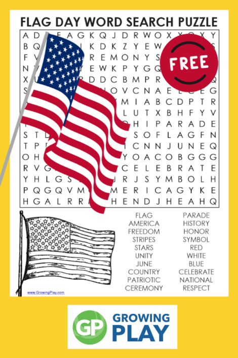 Flag Day Word Search Free Printable - Growing Play