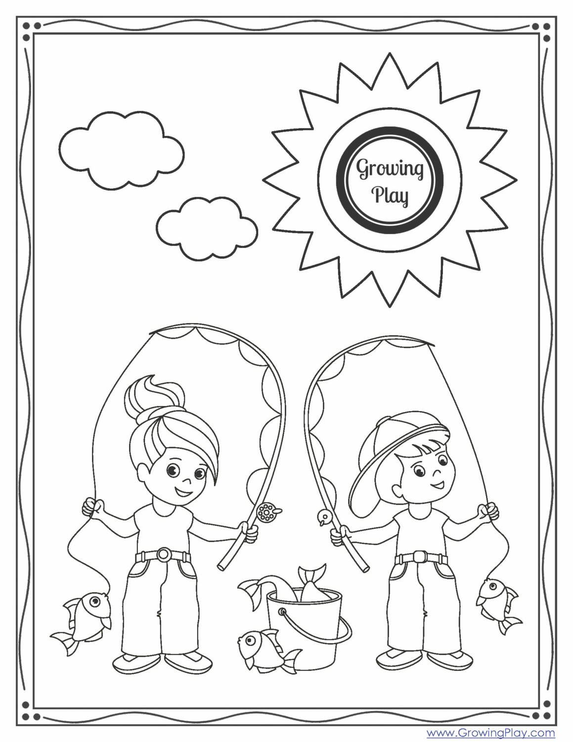 Fishing Coloring Pages Free Printable PDF Packet - Growing Play