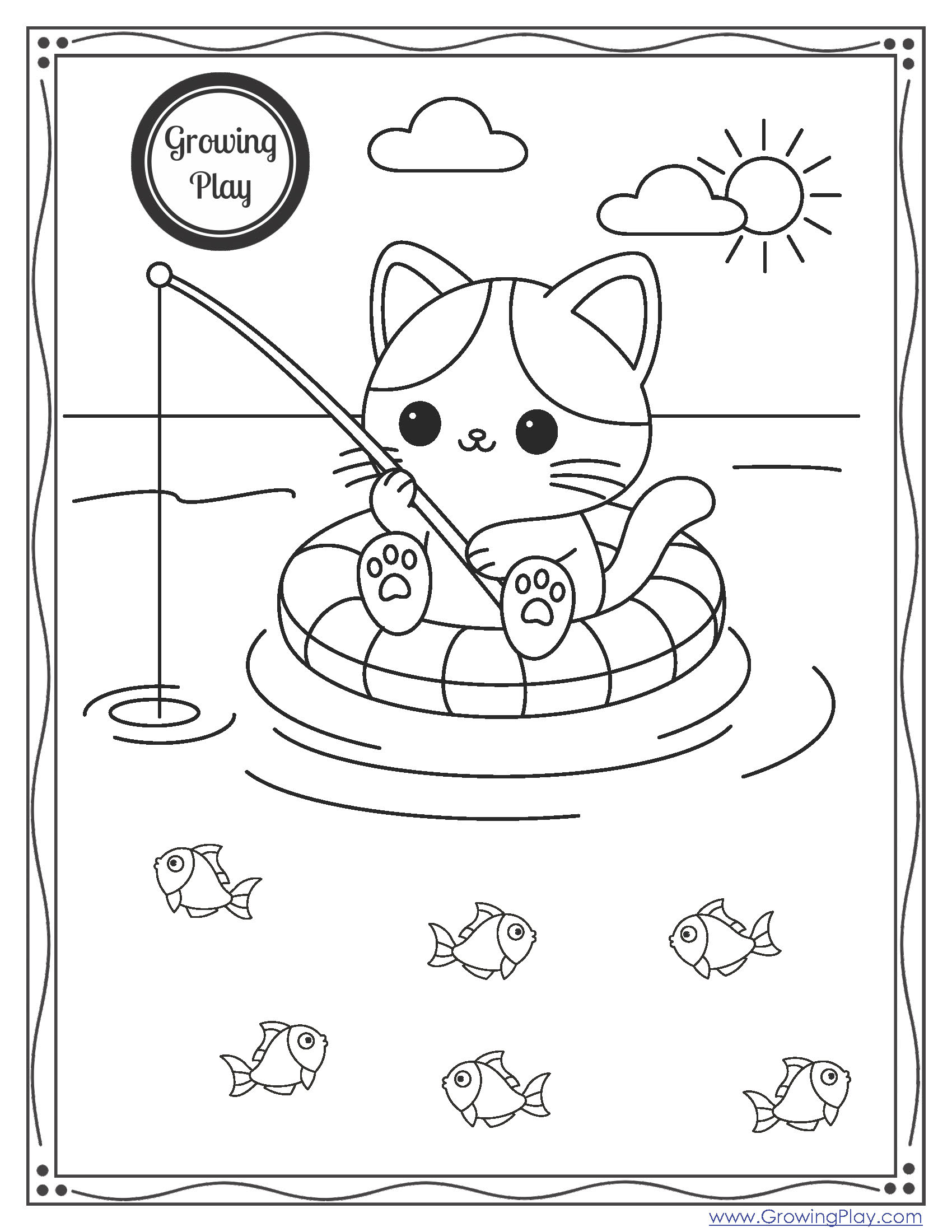 Fishing Coloring Pages Free Printable PDF Packet - Growing Play