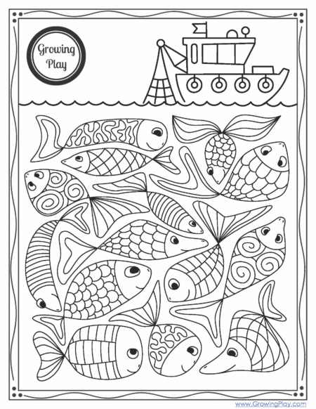 Fishing Coloring Pages Free Printable PDF Packet - Growing Play