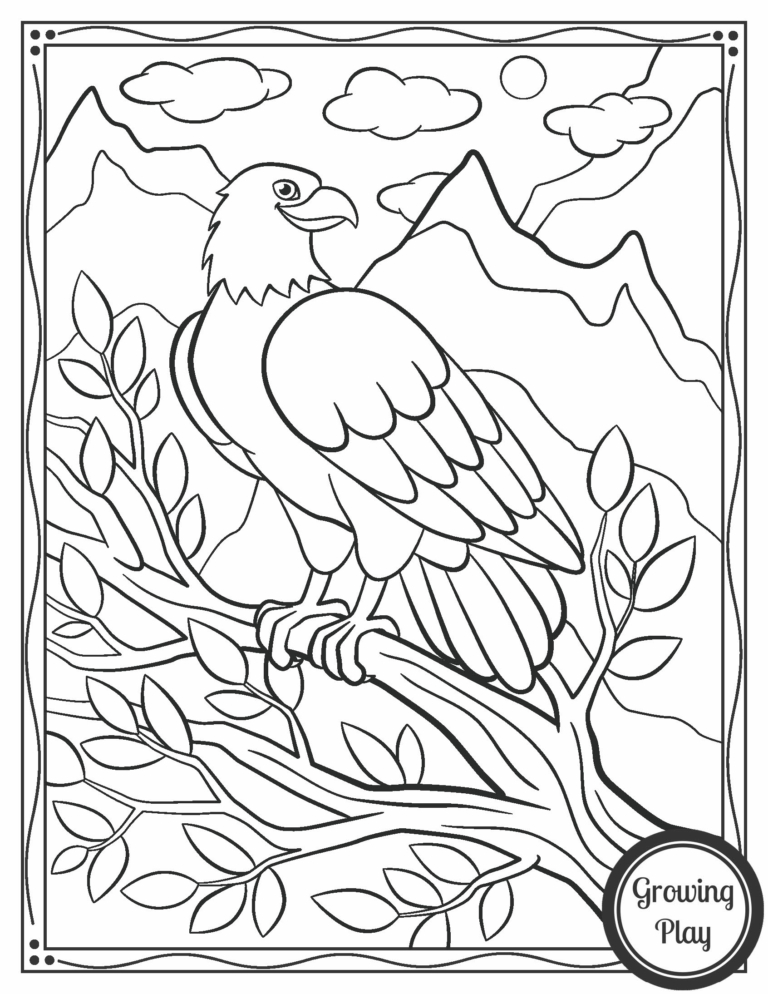 Eagle Coloring Pages Free Printable Set - Growing Play