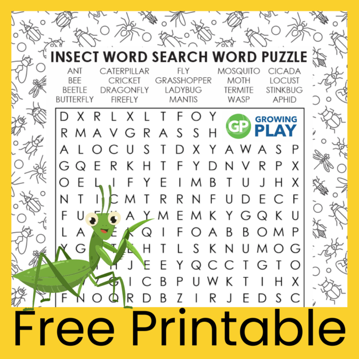Insect Word Search Free Printable - Growing Play