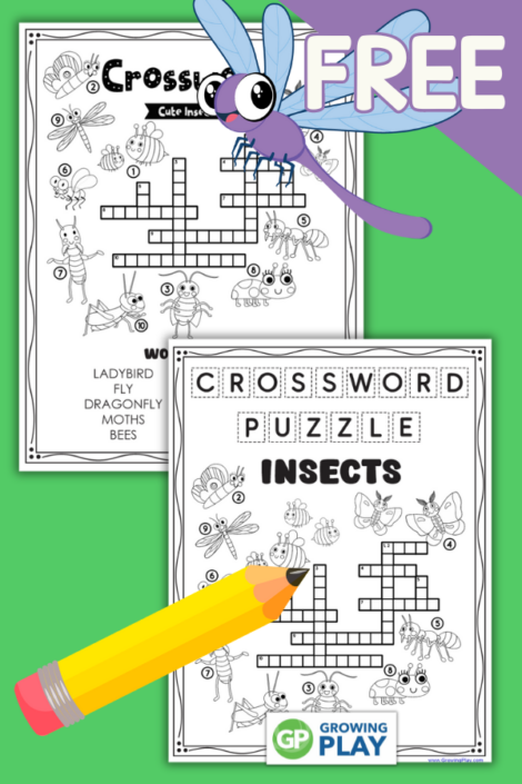 Insect Crossword Puzzle Free Printable - Growing Play