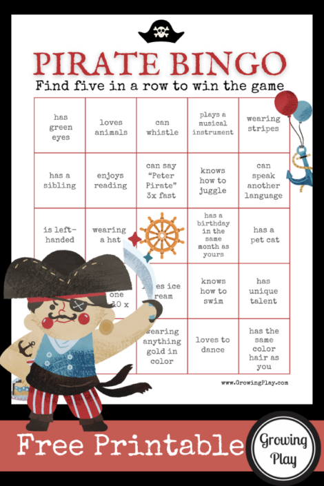 Free Printable Pirate Bingo - Growing Play