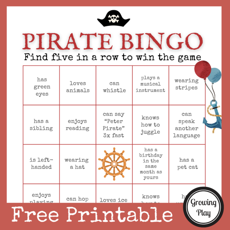 Free Printable Pirate Bingo - Growing Play