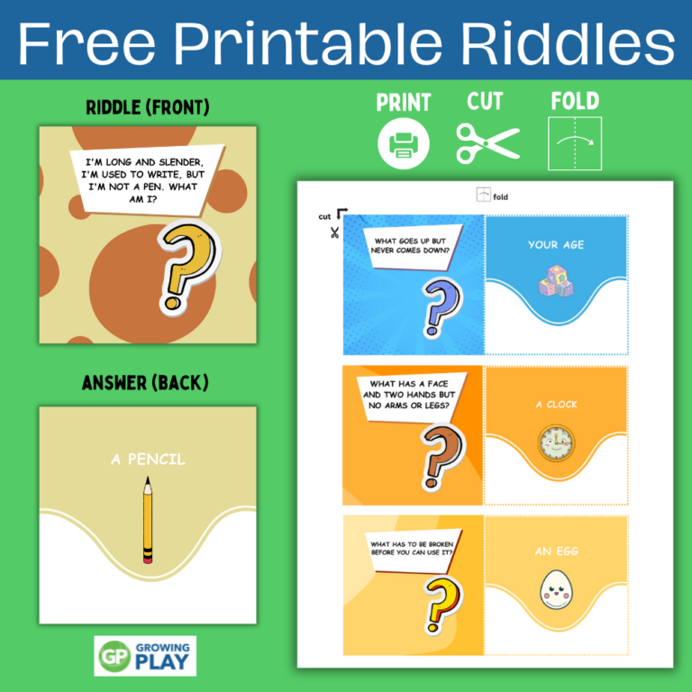 Free Riddles for Kids Printable - Growing Play