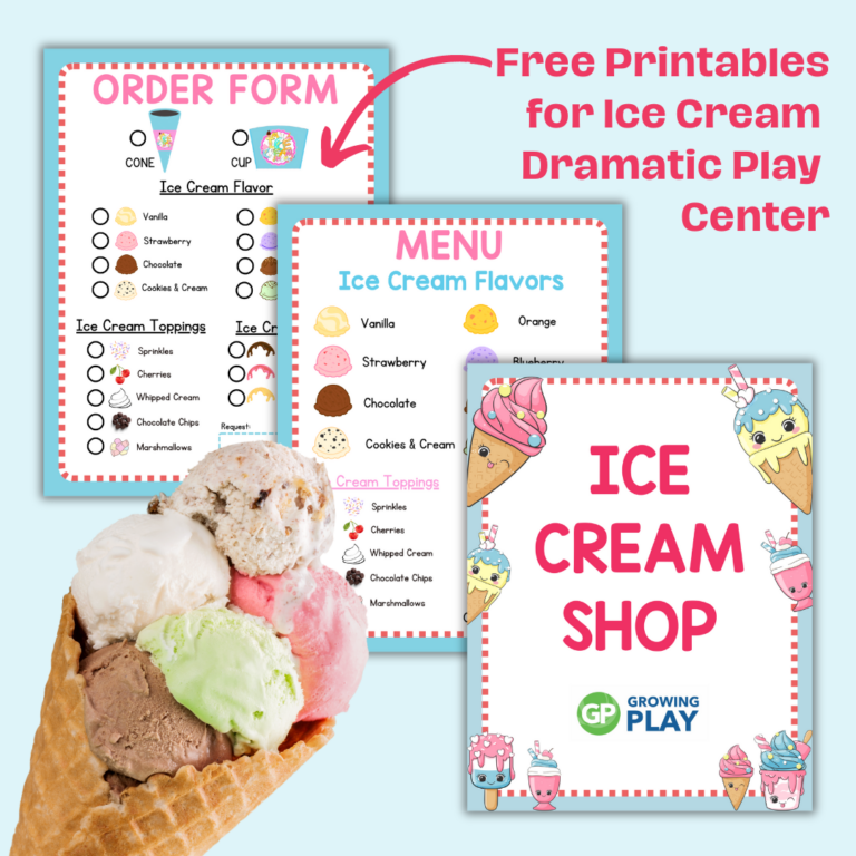 Ice Cream Shop Dramatic Play Free Printables - Growing Play