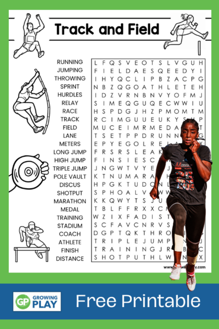 Track and Field Word Search Puzzle - Growing Play