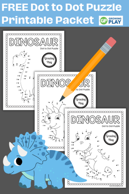 Dinosaur Dot to Dot Free Printable Packet - Growing Play