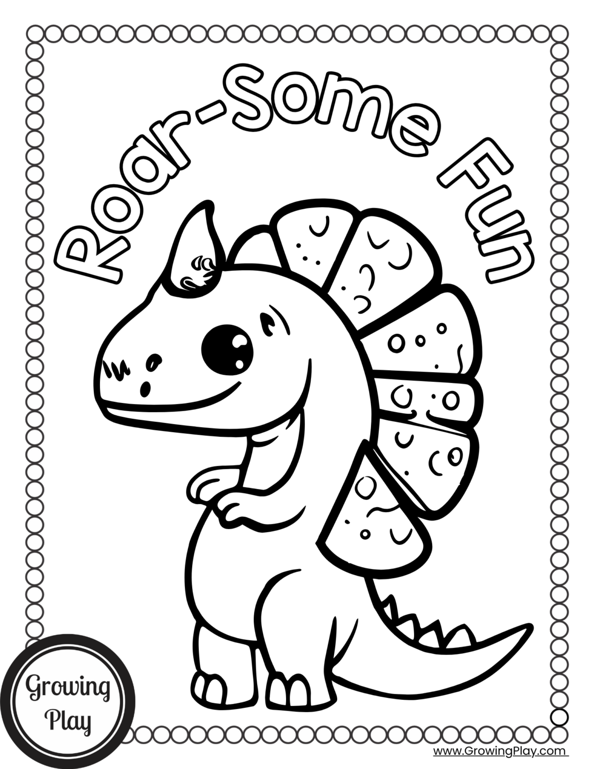 Cute Dinosaur Coloring Pages - 10 Free Printables - Growing Play