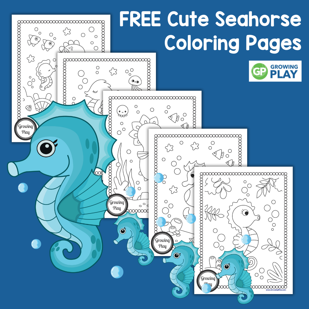 Printable Cute Seahorse Coloring Pages - Free - Growing Play