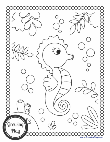 Printable Cute Seahorse Coloring Pages - Free - Growing Play