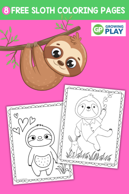 Sloth Coloring Pages - Free Printables - Growing Play
