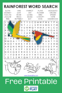 Rainforest Word Search Puzzle - Free Printable - Growing Play